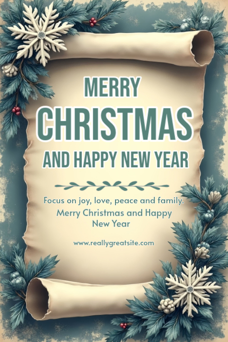 Merry Christmas and Happy New Year Poster 2025 Template | PosterMyWall