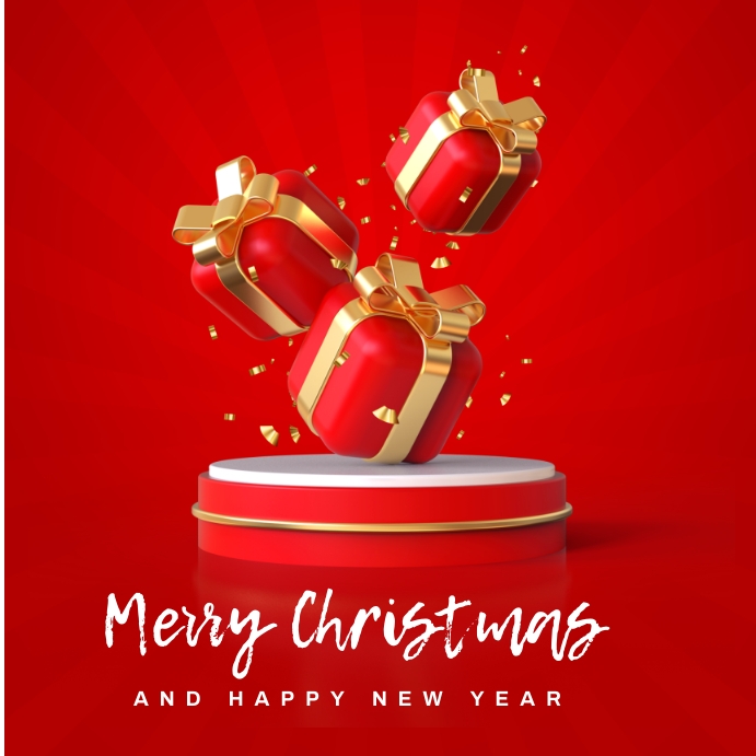 Merry christmas and happy new year social med Template | PosterMyWall