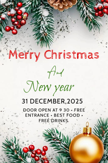 Merry Christmas and New Year poster Template | PosterMyWall