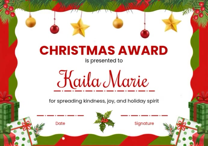 Merry Christmas Award Certificate Template | PosterMyWall