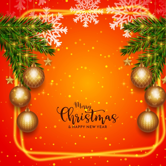 Merry Christmas bright red background design Template | PosterMyWall