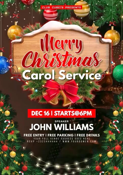 Modèle merry christmas carol service | PosterMyWall