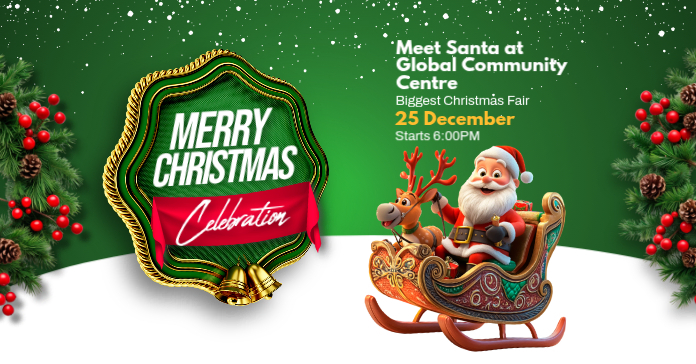 Merry Christmas Celebration Flyer with Santa Sleigh – Holiday Event ...