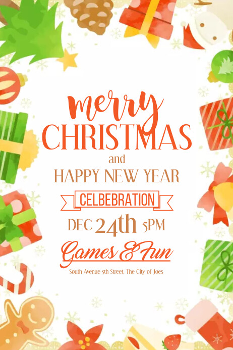 Merry Christmas Celebration Invitation Ads Template | PosterMyWall