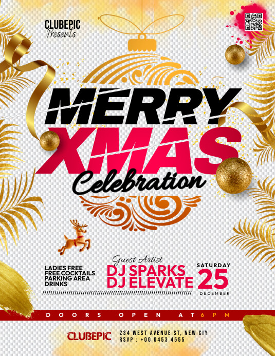 Merry Christmas celebration party flyer Template | PosterMyWall