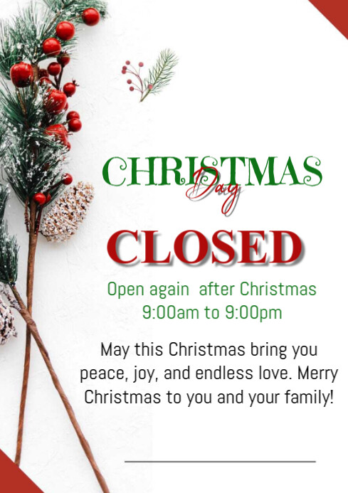 Copy of Merry Christmas closed | PosterMyWall