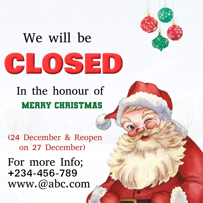 merry christmas closed templates' | PosterMyWall