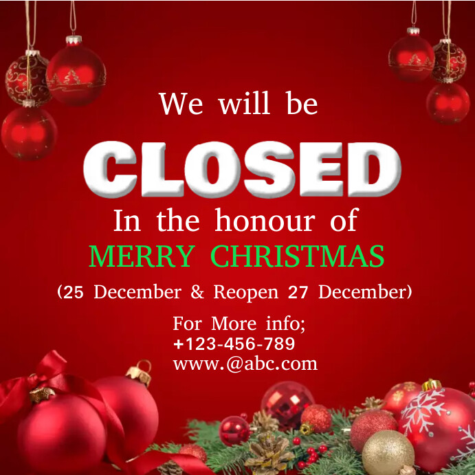 Copy of Merry christmas closed templates | PosterMyWall