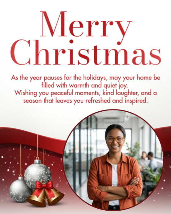 Merry Christmas Corporate Holiday Card With Professional Portrait And ...