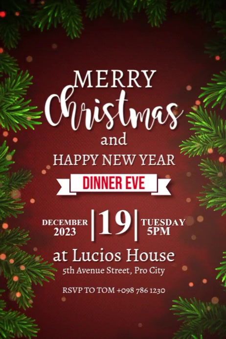 Merry Christmas Dinner Eve Template | PosterMyWall