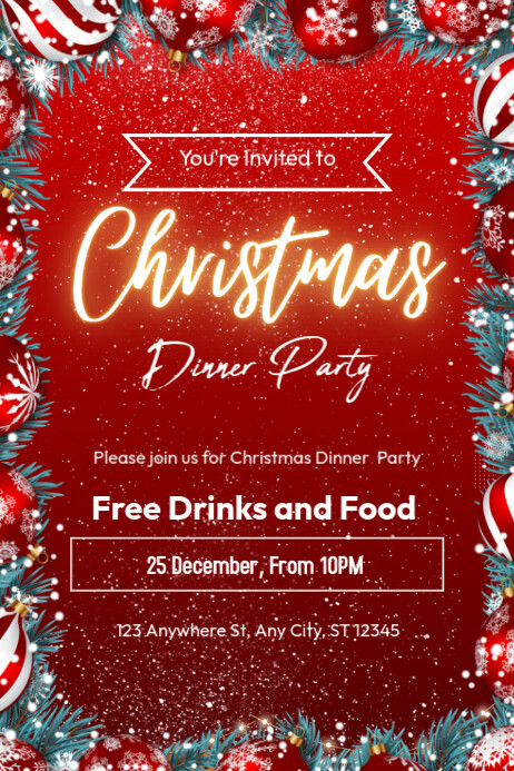 merry christmas dinner party Template | PosterMyWall