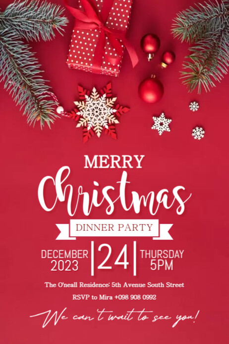 Merry Christmas Dinner Party Invitation Template | PosterMyWall