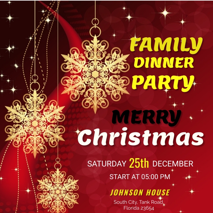 merry christmas family dinner party Template | PosterMyWall