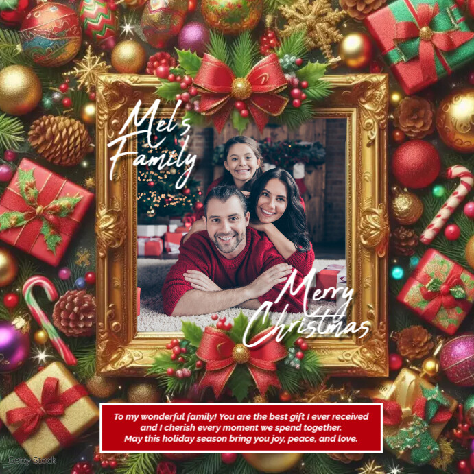 Copy of mERRY cHRISTMAS fAMILY GREETINGS frame | PosterMyWall