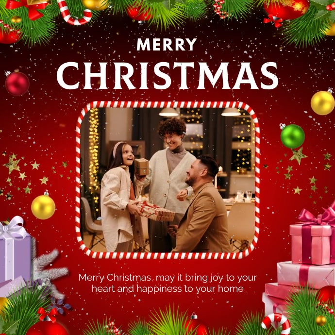 Merry Christmas Family Photo Insta Post Template | PosterMyWall