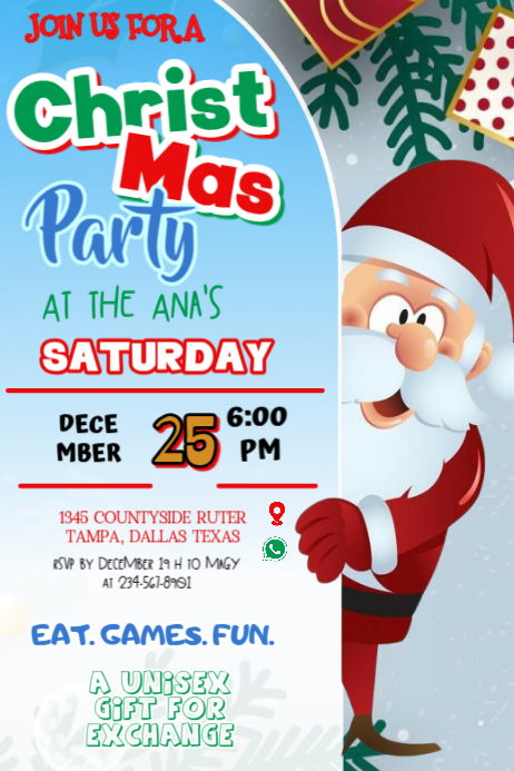 Plantilla de Santa claus Merry christmas feliz navidad. Invitation ...