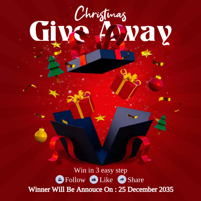 Merry Christmas Gift Away Template | PosterMyWall