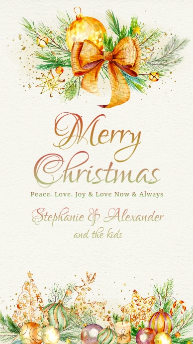 Merry Christmas Watercolor Greeting Card Template | PosterMyWall