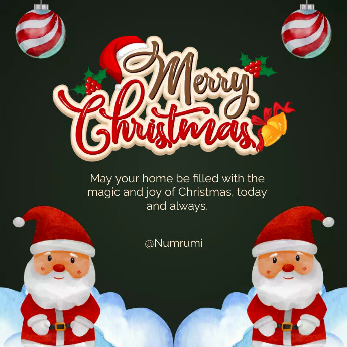 Merry Christmas Greeting Facebook Post Template | PosterMyWall