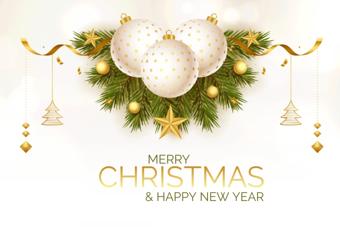 Merry christmas holiday festival card with 3d Template | PosterMyWall