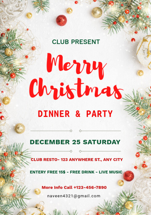 Merry Christmas invitation card Template | PosterMyWall