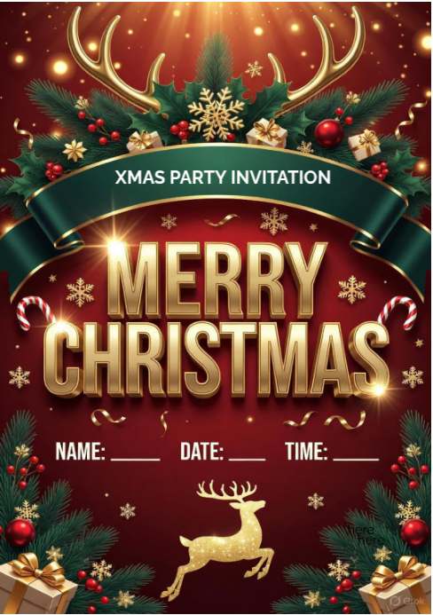 Merry Christmas invitation Template | PosterMyWall