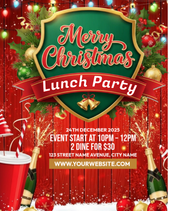 Merry Christmas Lunch Event Template | PosterMyWall