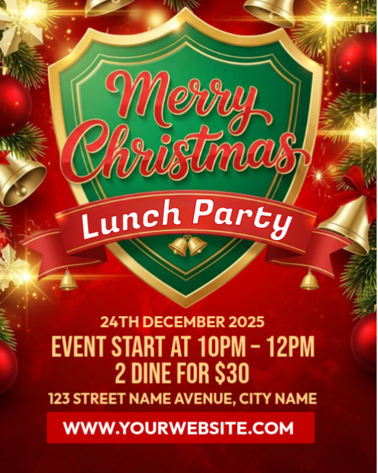 Merry Christmas Lunch Party Template | PosterMyWall