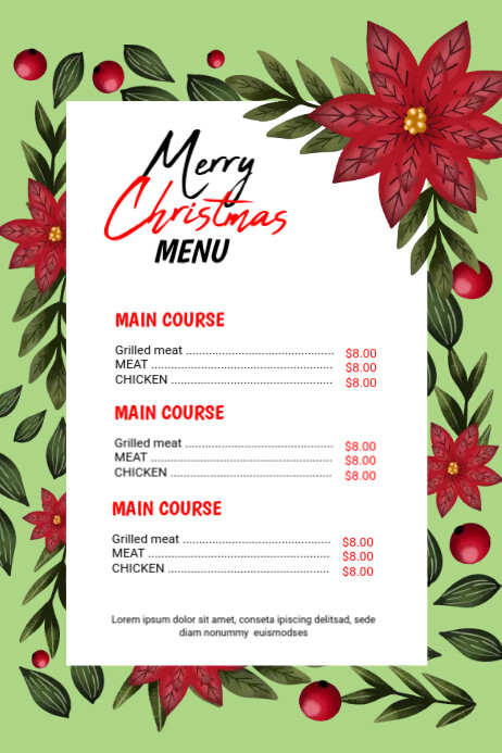 Merry christmas Menu Template | PosterMyWall