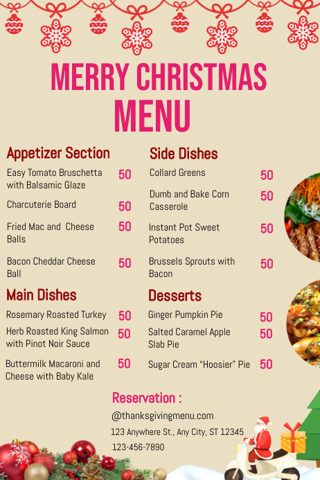 merry christmas menu template Modelo | PosterMyWall