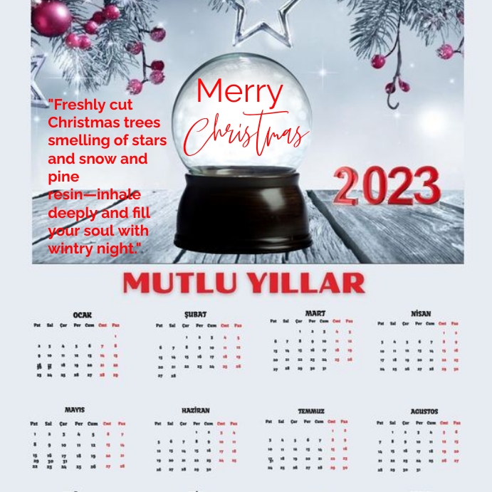 merry christmas message and calendar Template | PosterMyWall