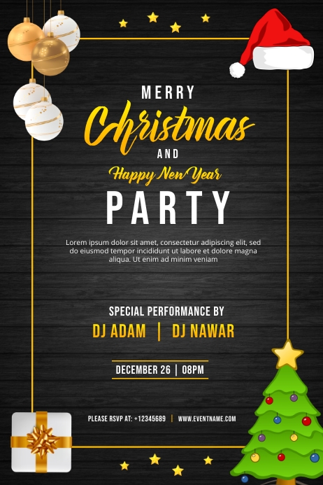Merry Christmas Party Banner Template | PosterMyWall