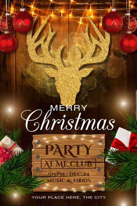 Merry Christmas Party Invitation Template | PosterMyWall