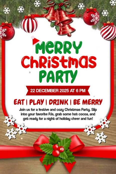 Merry Christmas Party Invitation Template | PosterMyWall