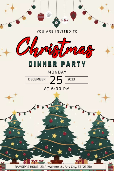 Plantilla de Merry Christmas Party Invitation | PosterMyWall