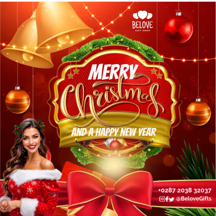 Merry Christmas Post Design Template | PosterMyWall