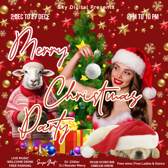 Merry Christmas Prty flyer ,merry christmas Template | PosterMyWall