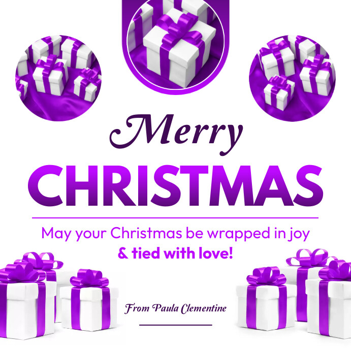 Copy of Merry christmas purple card templates | PosterMyWall