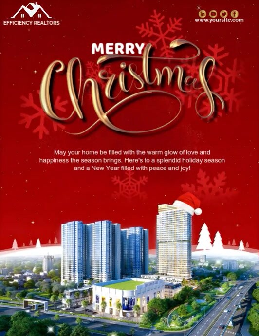 Merry Christmas real estate greeting flyer Template | PosterMyWall