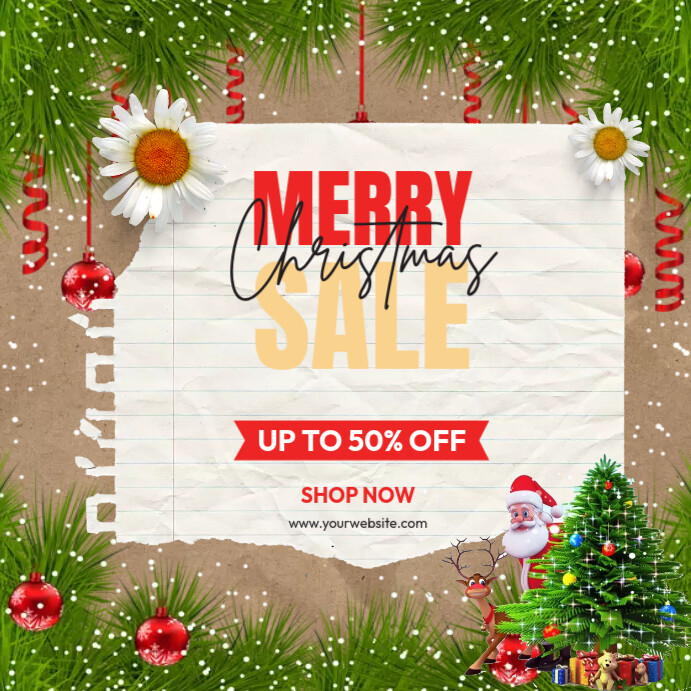 Copy of Merry Christmas Sale Ad Template | PosterMyWall