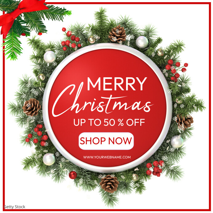 Merry Christmas Sale up to 50 % off template | PosterMyWall