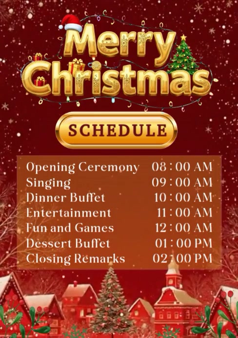 Merry Christmas Schedule Template | PosterMyWall