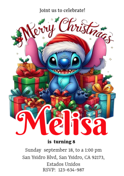 merry christmas stitch invitation Template | PosterMyWall