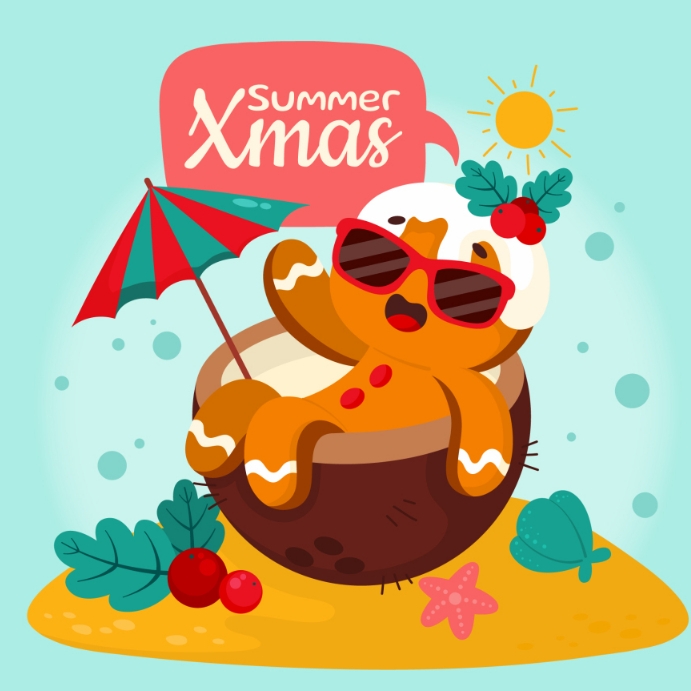 merry christmas summer card online template | PosterMyWall