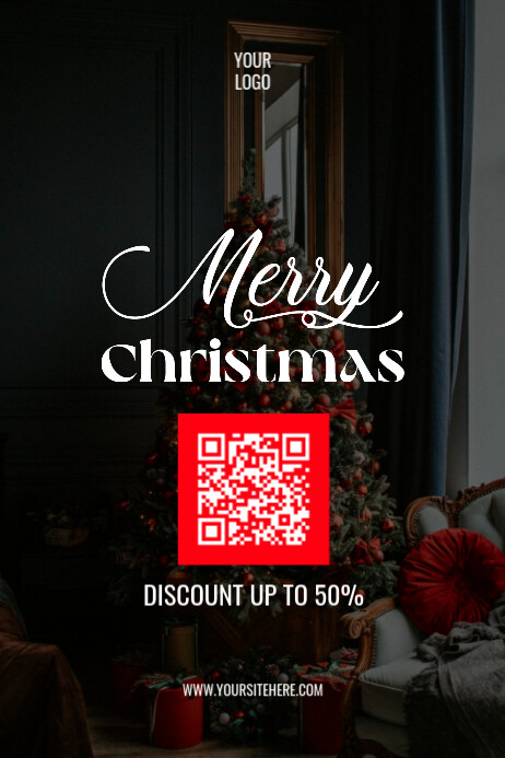 Modèle Merry Christmas tree decoration poster | PosterMyWall