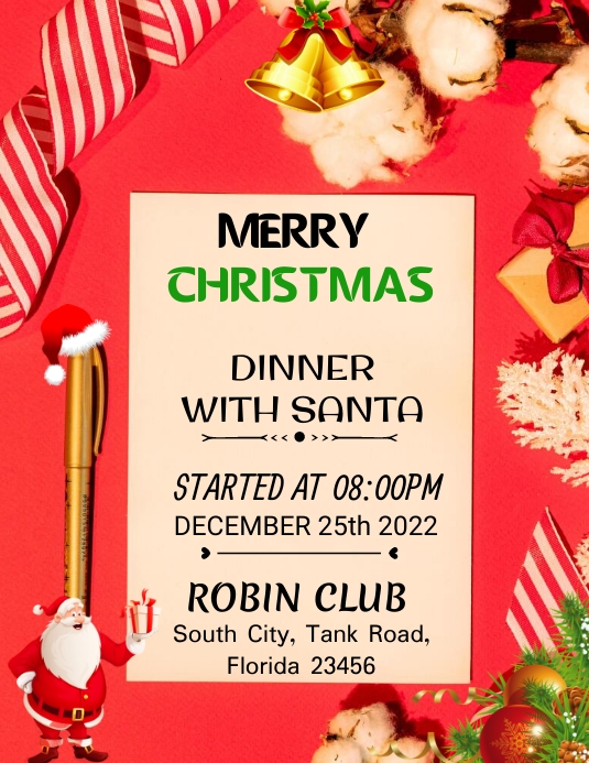 Copy of merry christmas wishing and dinner with santa | PosterMyWall