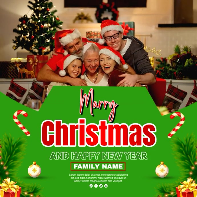 Merry Christmas With Family Instagram Post Template | PosterMyWall