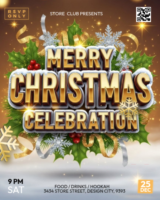 Merry Xmas Celebration – RSVP Only Template | PosterMyWall