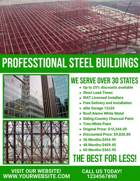 Metal Steel Building flyer Template | PosterMyWall
