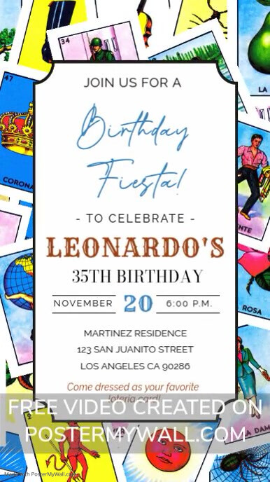 Copy of Mexican Loteria cards Invitation | PosterMyWall